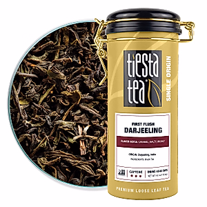 Tiesta Tea - First Flush Darjeeling Black Tea | Loose Leaf | Single Origin Premium Black Tea from India | Pure High-Caffeinated Blend | Makes Hot or Iced & Up to 50 Cups | 4oz Refillable Tin