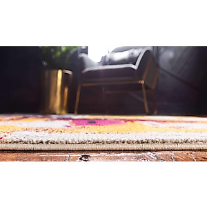 Unique Loom Estrella Collection Bright Colors, Geometric, Abstract, Modern Area Rug, 9 ft x 12 ft, Beige/Yellow