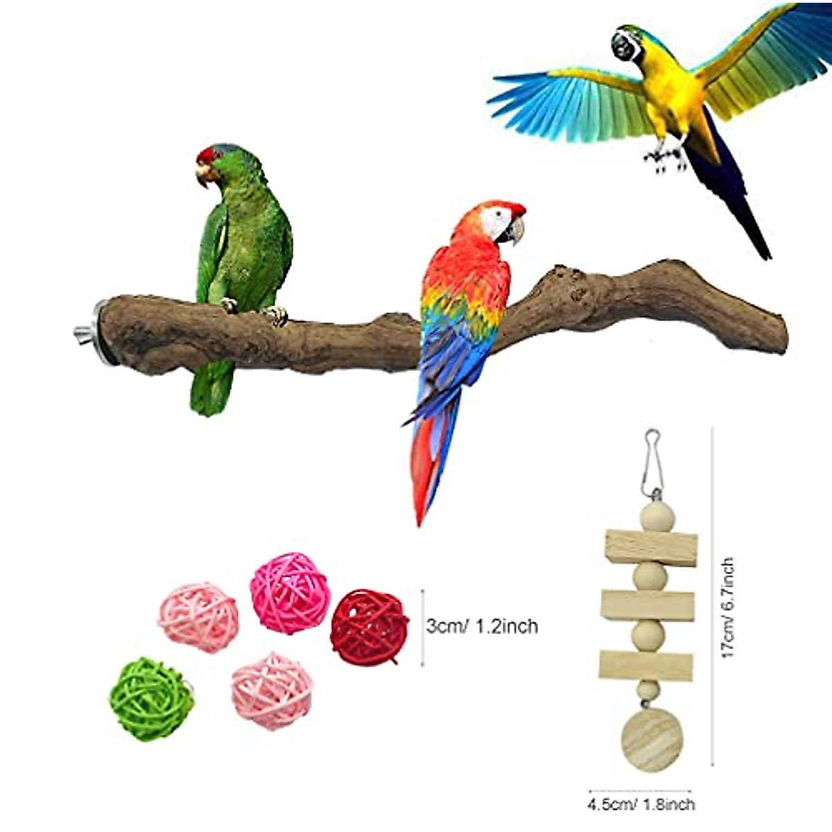 Seasonsky 8 PCS Natural Grape Stick Fork Bird Perch Bird Standing Stick Chewing Bird Toys Natural Grapevine Bird Cage Perch for Parrot Cages Toy for Cockatiels, Parakeets, Finches