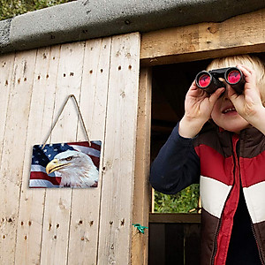Welcome Wall Hanging Sign- Bald Eagle Head in American Flag Patriotic Army Stripe Star Blue Red White Slate Hanging Plaques for Front Door Porch Window Farmhouse Garden 5.1" x 7.9" Wall Home Decor