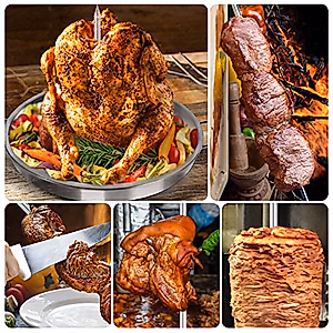 DAKOS al pastor skewer for grill Upgraded Thicken Stainless Vertical Skewer griddle, Barbecue Grill Stand,Vertical Skewer Grill, Great for Tacos Al Pastor, Tacos, Whole Chicken (15.27 x 13.39 x 2.83)