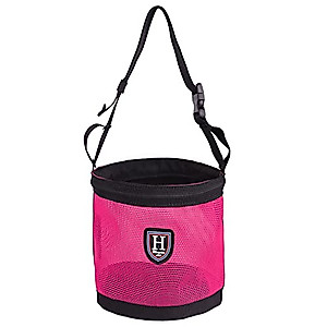 Harrison Howard Horse Muzzle Feed Bag Durable Nylon Mesh Grain Feed Bag with Adjustable Strap Rose Red Medium