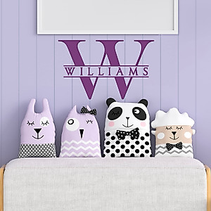 Personalized Initial Name Vinyl Wall Sticker for Room Decor - 18 Vinyl Color 4 Font - Custom Family Name Vinyl for Decoration - Customized Decal for Door Bedroom Nursery Kithcen Art for Kids Women C1