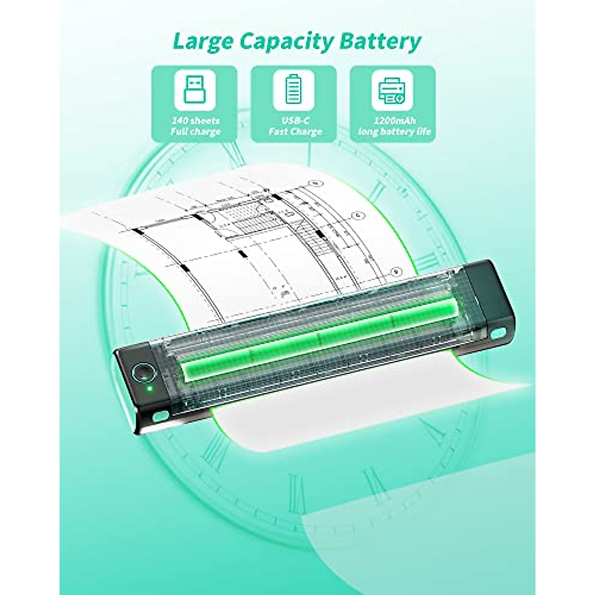 Itari Portable Printer Wireless for Travel, [New] M08F-Letter Bluetooth Mobile Printer Support 8.5" X 11" US Letter, No-Ink Thermal Compact Printer, with 1 Box of 100 Original Letter Thermal Papers