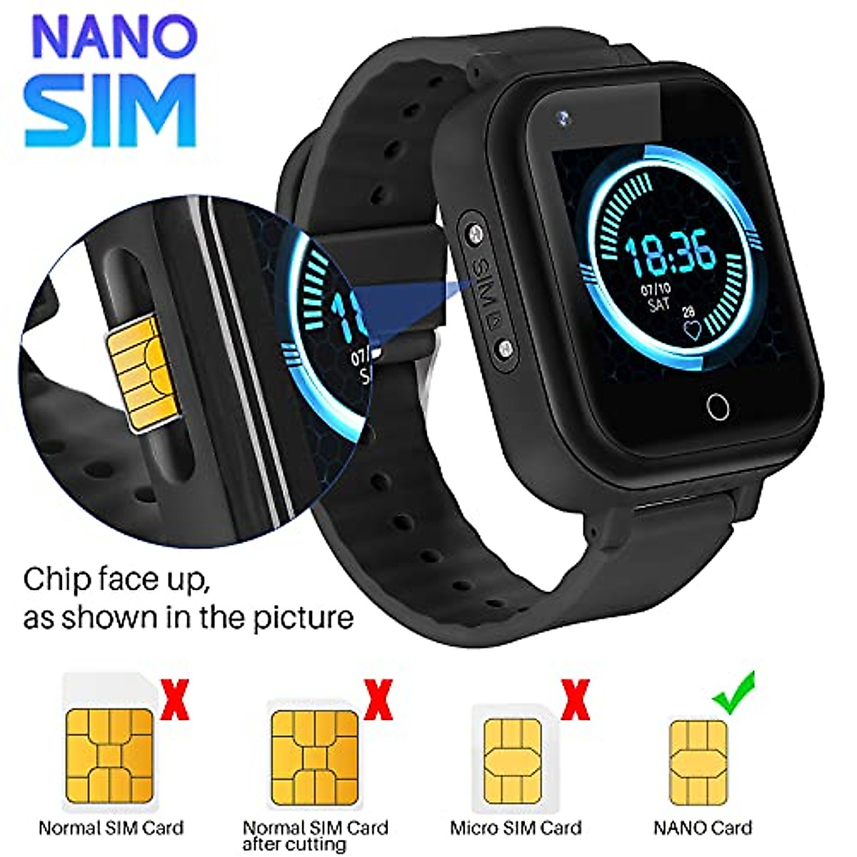 Kids Smart Watch Phone 4G Network WiFi GPS Tracker Children Smartwatch with Two-Way Call Camera SOS Anti-Lost IP67 Waterproof Touch Screen Watch Gift for Boys Girls Birthday Christmas Xmas (Black)