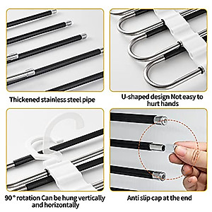 Pants Hangers Space Saving-2 Pack Stainless Steel Multifunctional Uses Rack Organizer-5 Tier No Slip Collapsible Pant Rack for Pants,Jeans,Scarf,Trouser,Towel,Clothes
