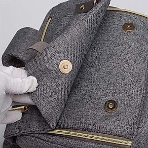 Loodial Diaper Bag Backpack with USB Charging Port for Bottle Warmer, Multifunction Travel Back Pack Maternity Baby Nappy Bags, Large Capacity, Waterproof and Stylish, Grey-Pink