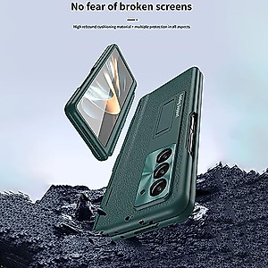 CCSmall for Samsung Galaxy Z Fold 5 5G Case with Screen Protector, S Pen Slot & Stylus Hinge Design Fine Leather Protective Phone Case with Kickstand Casefor Galaxy Z Fold5, Black