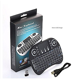 (Upgraded)Rii 2.4GHz Mini Wireless Keyboard with Touchpad,QWERTY,LED Backlit,Portable Keyboard for laptop/PC/Tablets/Windows/Mac/TV/Xbox/PS3/Raspberry Pi .(i8+ Black)