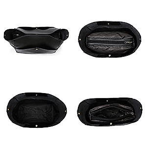 Seammer Genuine Leather Bucket Handbags for Women Large Designer Hobo Shoulder Handbag Purse Black