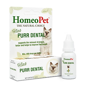 HomeoPet Feline Purr Dental, Safe and Natural Tooth and Dental Care for Cats, Cat Dental Care, 15 Milliliters