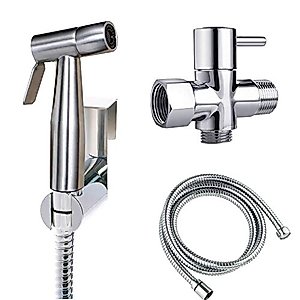Bidet Toilet Spray Set with Shower Diverter Valve-Handheld Bidet Attachment for Toilet Sprayer Kit-Bathroom Hand Held Muslim Shower for Self Cleaning-Baby Cloth Diaper Sprayer Set