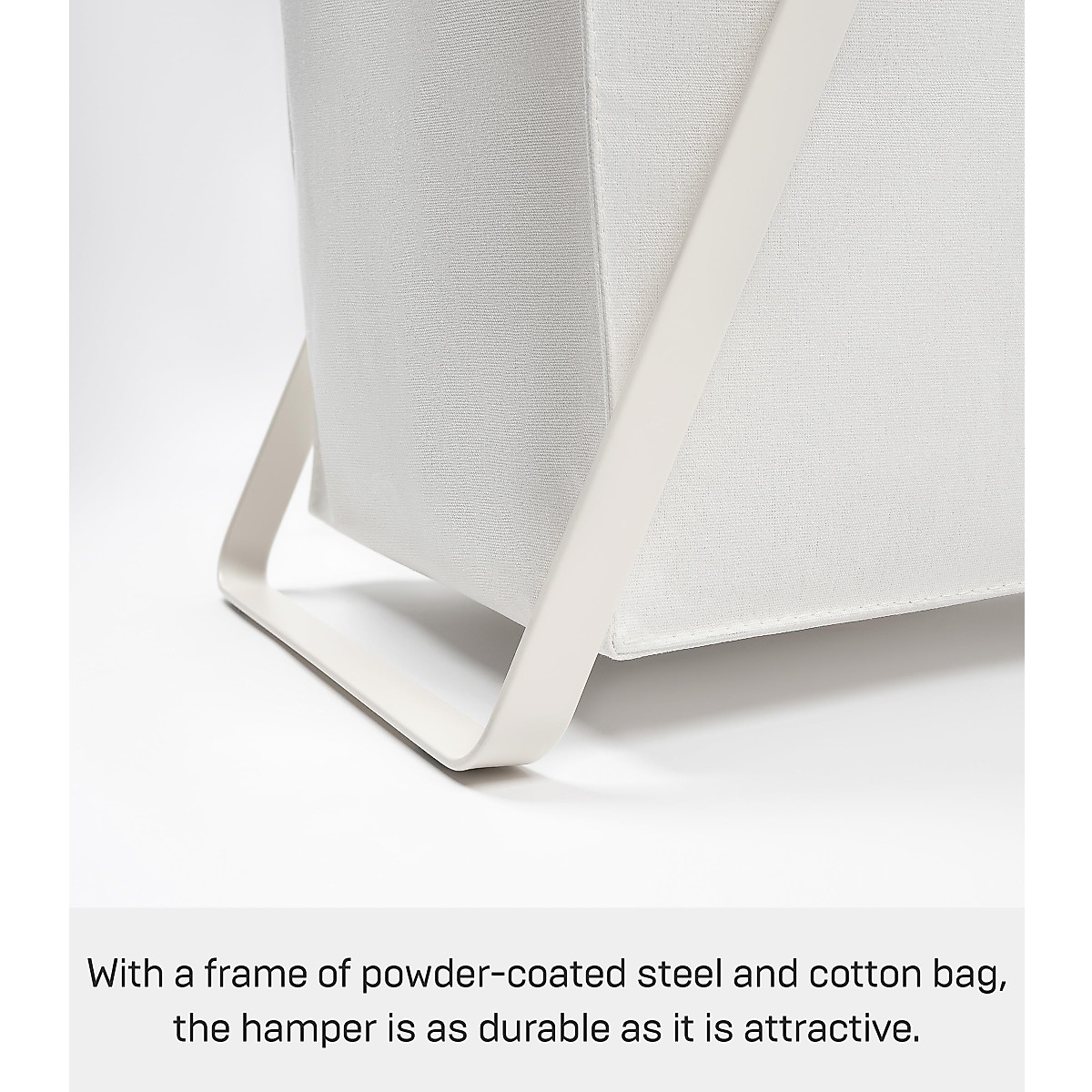 Yamazaki Home Laundry Hamper Clothes Basket Liner | Steel + Cotton, Medium, White