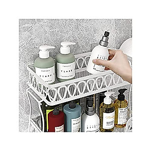 Shower Caddy Organizer Shelf Basket With Towel Rack,LGEMEE No Drilling Traceless Adhesive Bathroom Shelf Storage Organizer for Bathroom,Lavatory,Washroom,Restroom,Shower,Toilet,Kitchen(White)