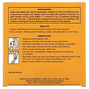 Loreal Paris Sublime Bronze self tanning Towelettes for body (3 Pack)