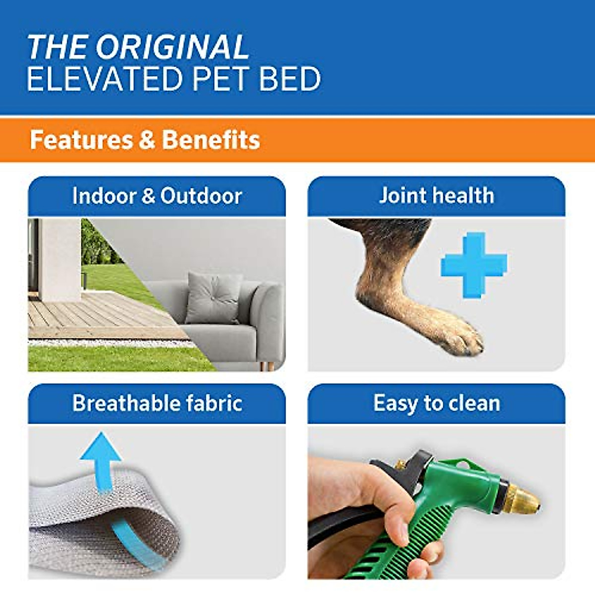 Gale Pacific Coolaroo The Original Cooling Elevated Dog Bed, Indoor and Outdoor, Large, Turquoise