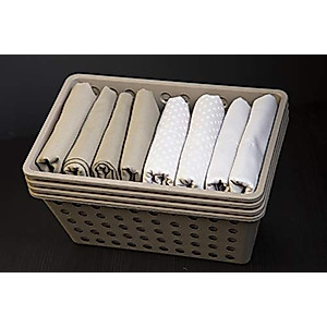 Coza- Commercial Grade Thick Plastic Storage Basket- Set of 4 (Black, Large)