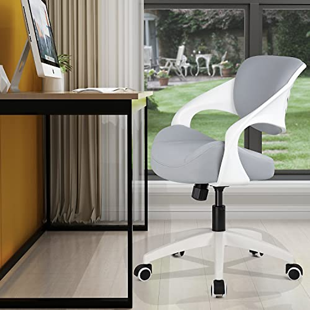 BOJUZIJA Ergonomic Office Computer Desk Kid Study Chair Waist Support Function Swivel 360° for Home&Office (Grey)