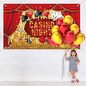 Casino Night Theme Party Decorations Backdrop Las Vegas Gold Glitter Banner Bokeh Photo Background Large Size Casino Birthday Party Supplies Decor