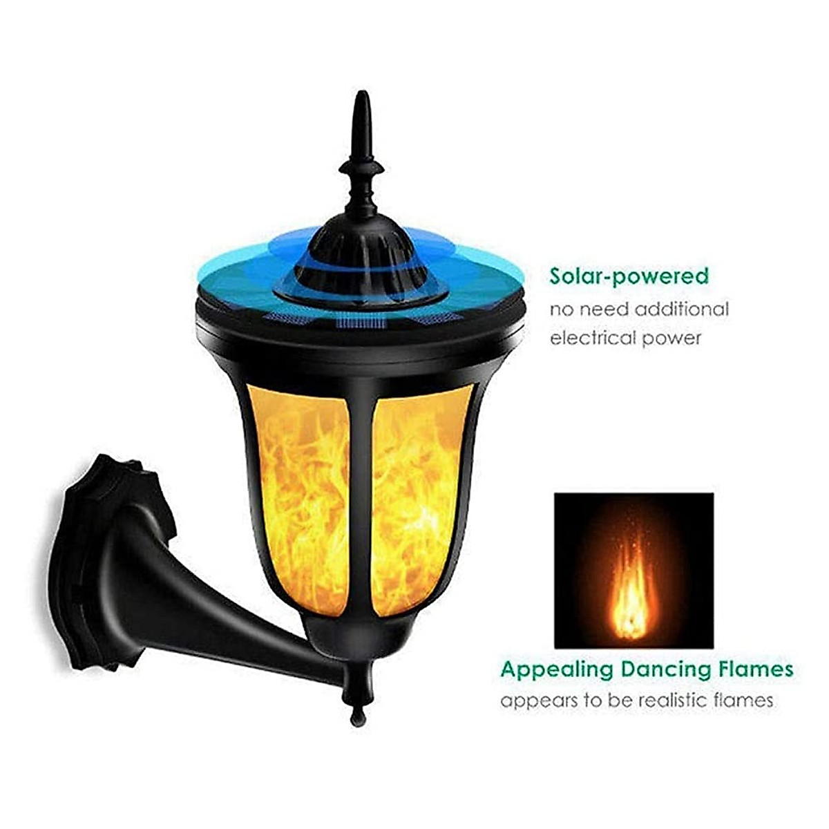 ZHUANYIYI Solar Lights Outdoor,Solar Garden Lights Outdoor Light with Flickering Home Garden Decor,LED Flame Light,Garden Villa Outdoor Street Light