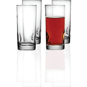 Circleware Bentley Heavy Base Highball Tumbler Drinking Glasses, Set of 6, Home Party Entertainment Beverage Glassware Ice Tea Cups for Water, Juice, Milk, Beer and Kitchen Décor, 15.75oz, Clear