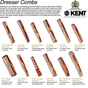 Kent R9T All Coarse Hair Detangling Comb Wide Teeth Dressing Table Comb for Thick Curly Wavy Hair. Hair Detangler Comb for Grooming Styling Hair, Beard and Mustache. Saw-Cut. Handmade in England