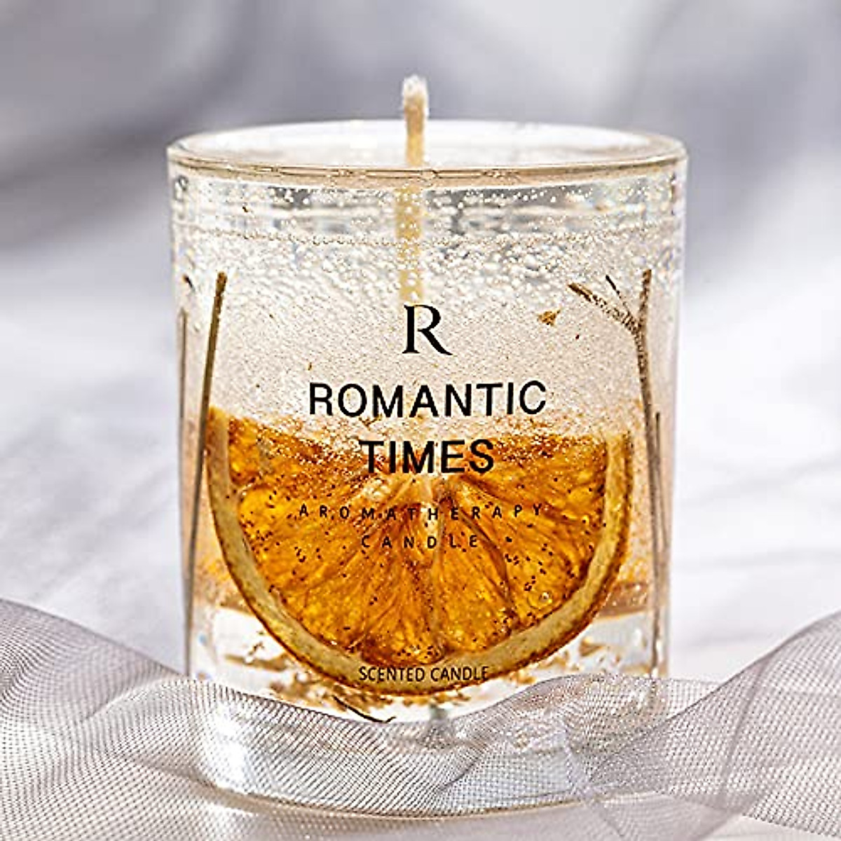 Romantic Times Jelly Scented Candles Real Flower Essential Oil Incense Candle Soothing Fragrance Cup 7.4 Oz Burning 50 Hours Floral Decorative (Velvet Rose)