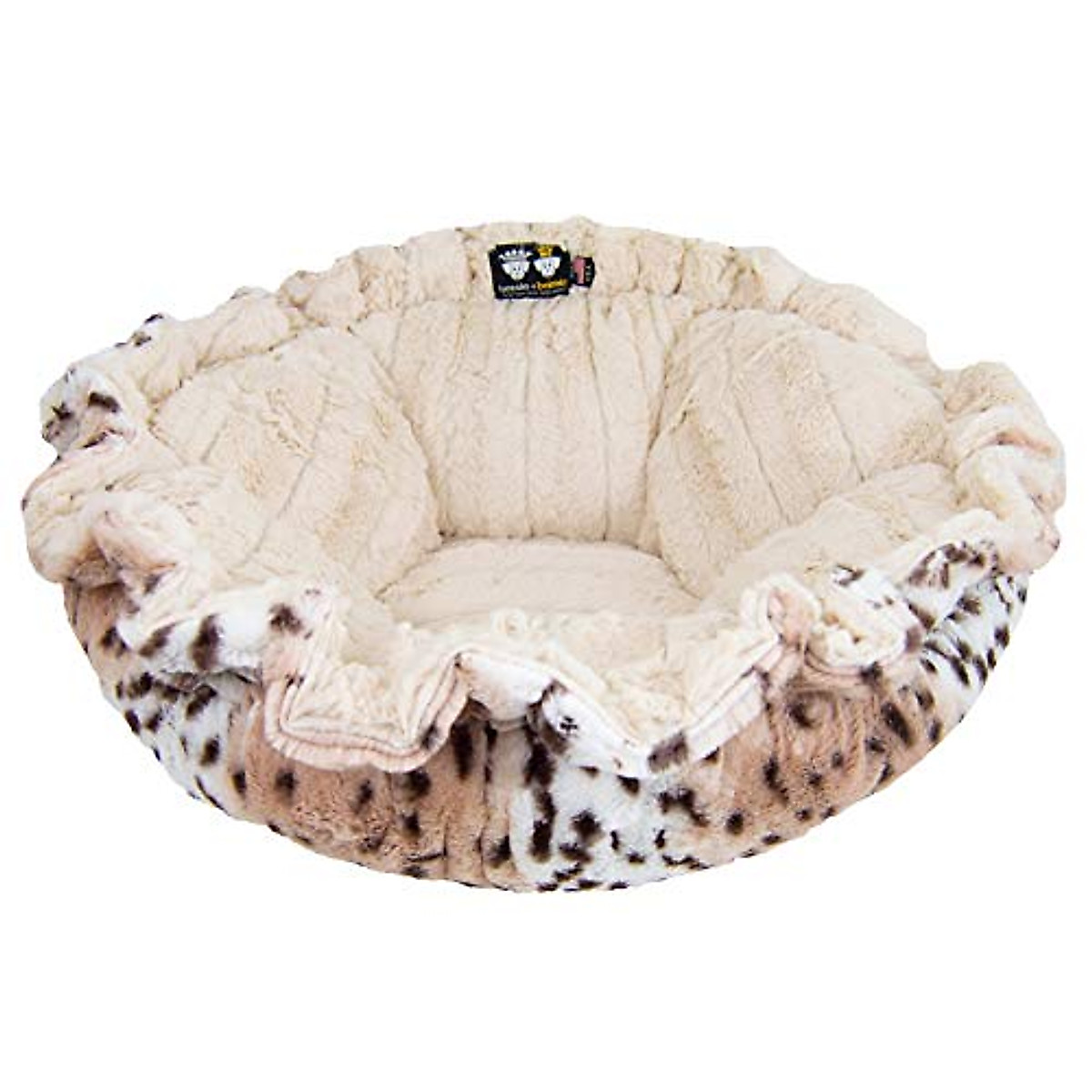 Bessie and Barnie Ultra Plush Aspen Snow Leopard/Natural Beauty Luxury Deluxe Dog/Pet Cuddle Pod Bed