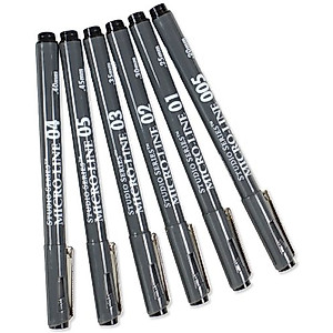 Peter Pauper Press Studio Series Micro-Line Pigment Ink Pen Set (Set of 6)