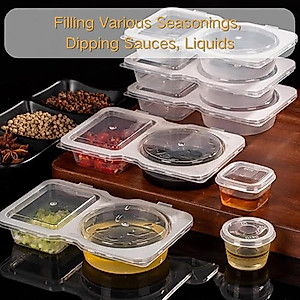 mikloza 5/15/25PCS Double Compartment Condiment Container, Portable Reusable Sauce Container, Dual Compartment Containerfor for Condiment, Dip, Sauce, Sampling and Travel Snacks (5Pcs)