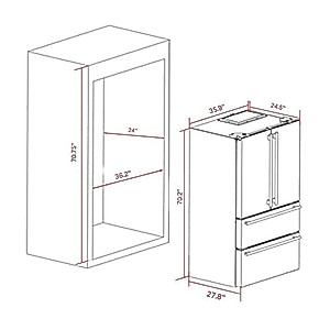 Forno Salerno 36" Side-by-Side Refrigerator and Freezer with 20 Cubic Ft.- Stainless Steel French Door Built-In Ice Maker Fridge