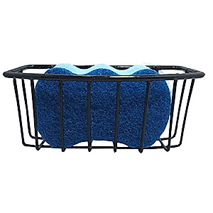 Neat-O Durable Steel Construction Color Coated Large Suction Cups Kitchen Sink Sponge Storage Organizer Holder (Black)