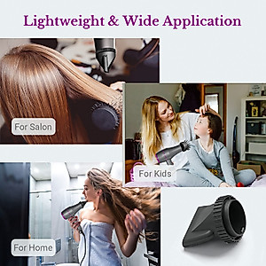 Supsilk Compact Hair Dryer with Comb, Volumizer Brush, Nozzle Attachment 3-in-1 Blow Dryer, Hairdryer for 1a to 4c Curly Hair, Professional Lightweight Turbo AC Motor 1800W Fast Drying and Cool Shot