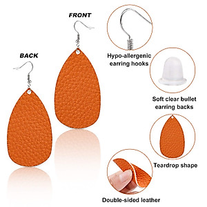 30 Pairs of Teardrop Double-sided Leather Earrings with 30 Color for Women Jewelry Fashion and Valentine Birthday Party Gift