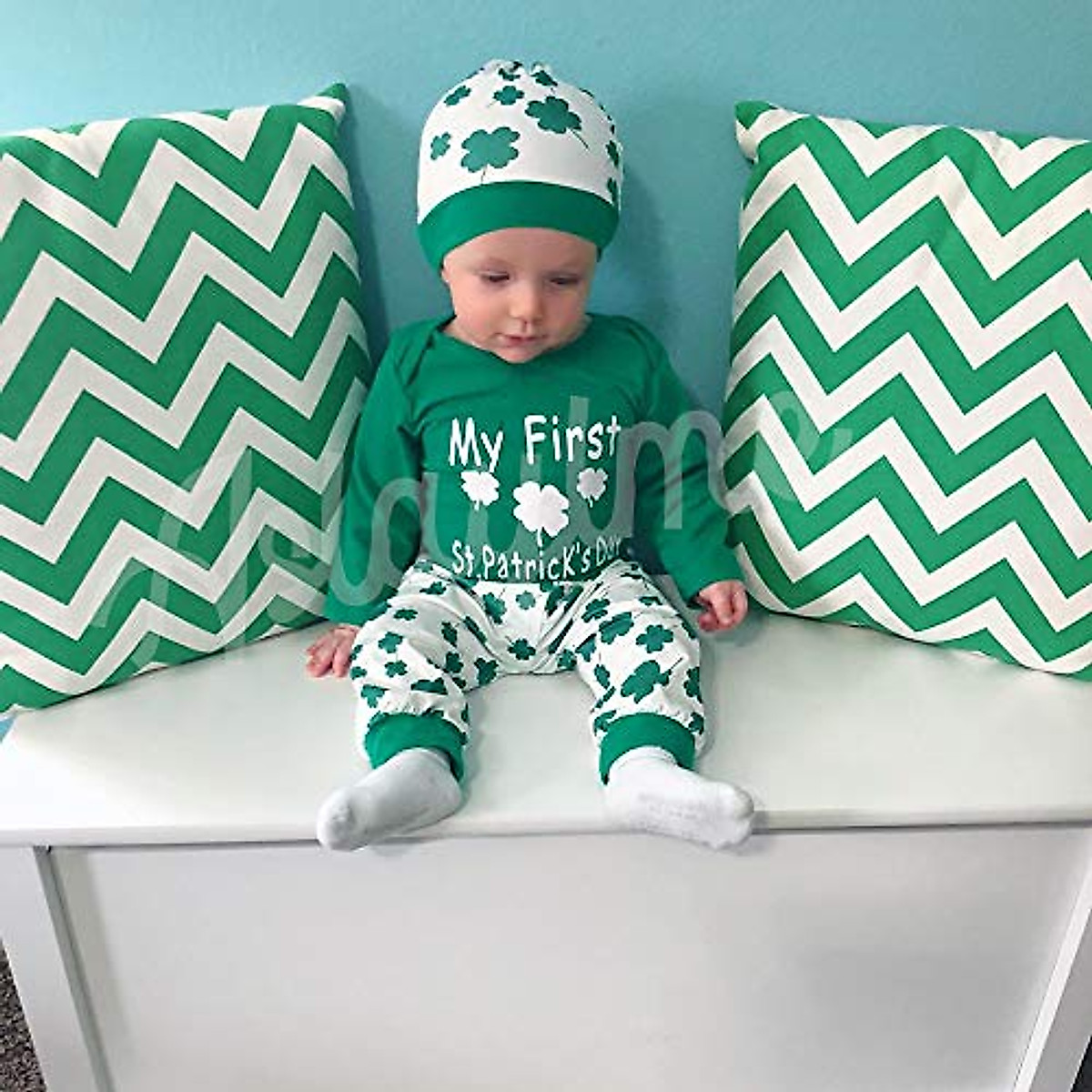 Aslaylme Baby Boy Girls St. Patrick's Day Outfit Newborn Saint Patrick's Day Clothes First St. Patrick's Day Bodysuit (Green, 3-6 Months)