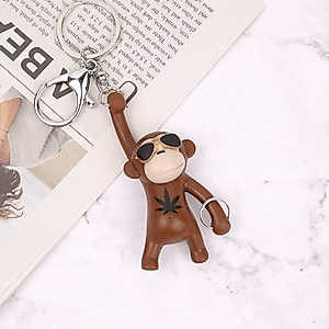YGMONER Cool Monkey Banana Keychains Car Keys Holder Backpack Pendant Charm (Brown)