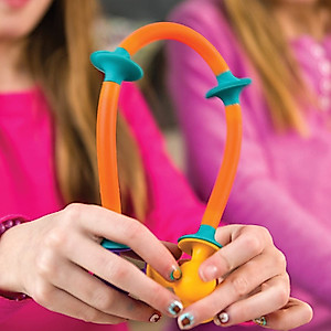 Fat Brain Toys Squigz Toobz Set - 36 Piece Fidget Tubes Suction Cup Toys, BPA Free Silicone Sensory Toys for Girls and Boys - Includes Zippered Storage Bag