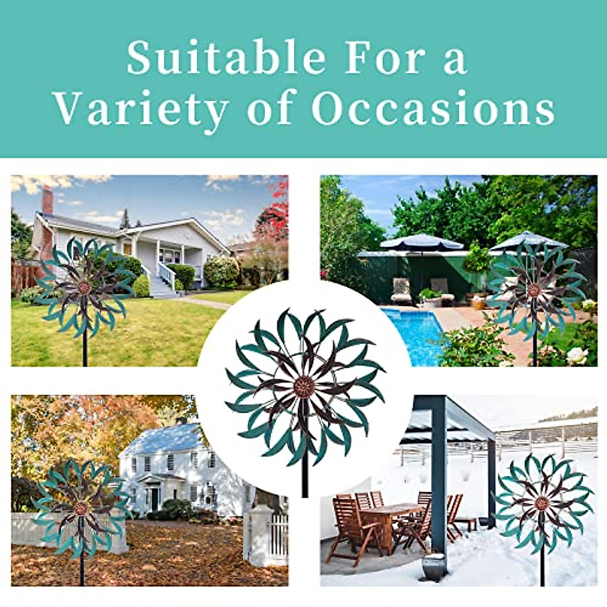 Stargarden Metal Wind Spinner,Two-Way Wind Sculptures,360 Degrees Kinetic Wind Spinners for Yard and Garden