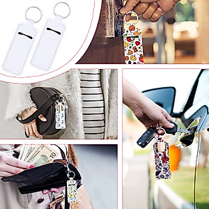Valyria Sublimation Blanks Chapstick Holder Keychains Lipstick Holder Keychains Chapstick Holder Bulk (White-Rectangle (20 Pcs))