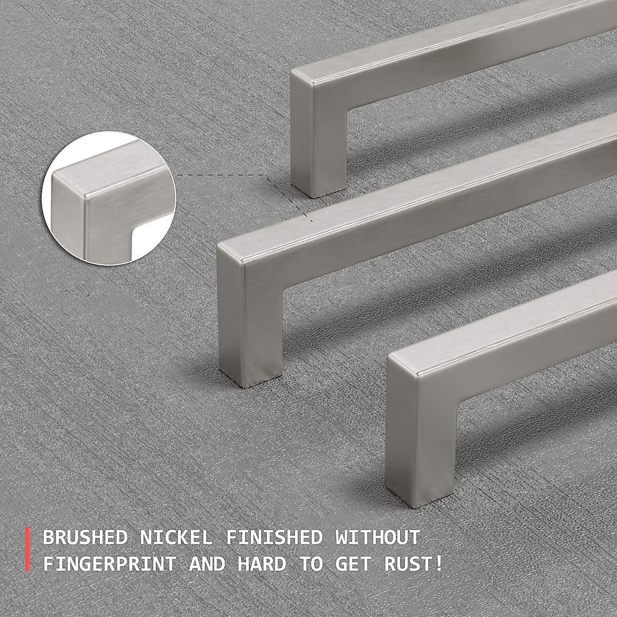 homdiy 10 Pack 5 Inch Brushed Nickel Cabinet Pulls Cabinet Handles Square Door Handles Modern Dresser Drawer Stainless Steel Hardware