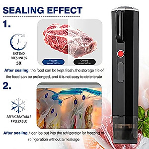 Moonshan Handheld Vacuum Sealer Portable Food Vacuum Sealing Machine 1200 mAH Rechargeable Lithium Battery Carry-on Type with 5 Reusable Bags for Home