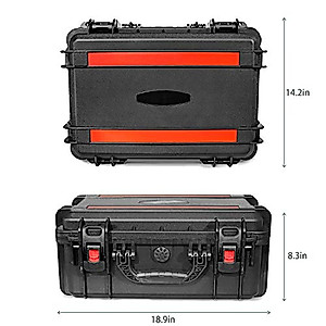 AxiGear Waterproof Hard Case with DIY Customizable Foam Insert 19 x 14 x 8in (Black)