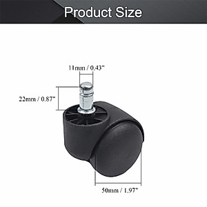 Caster Furniture，Rubbered Trolley Wheels ， Castor Wheels,Furniture Casters,Office Chair 2-inch Dia Twin Wheel Nylon 360 Degree Rotatable Swivel Stem Caster 1pcs/2pcs/4pcs