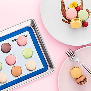 PROLISOK Silicone Baking Mat Pack of 2 – Non-stick Reusable Baking Liners – Food Grade Safe Blue & Orange Oven Mats for Cookies, Macarons & Pastry – 2 Flexible Cooking Mats for Half Baking Sheets