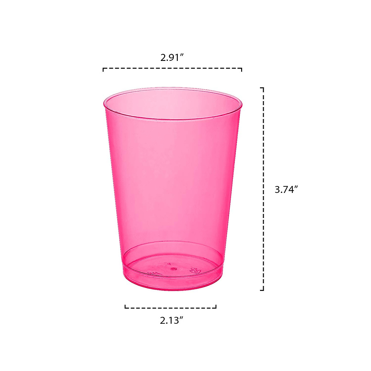 Party Essentials Hard Plastic 10-Ounce Party Cups and Tall Tumblers, Neon Pink, 25-Count