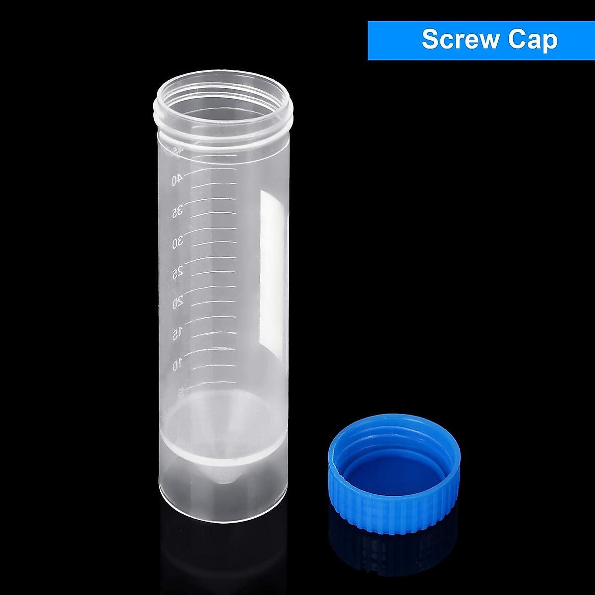 50-Pack Centrifuge Tubes 50ML, with Leak-Proof Screw Caps Conical Bottom, Plastic Container with Graduated and Write Marks, Test Tube for Cold Storage