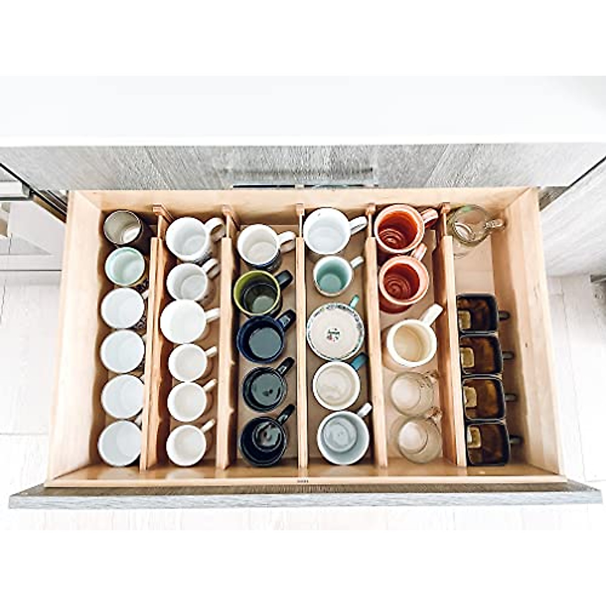 Lipper International 8897 Bamboo Wood Custom Fit Adjustable Deep Kitchen Drawer Dividers, Set of 2