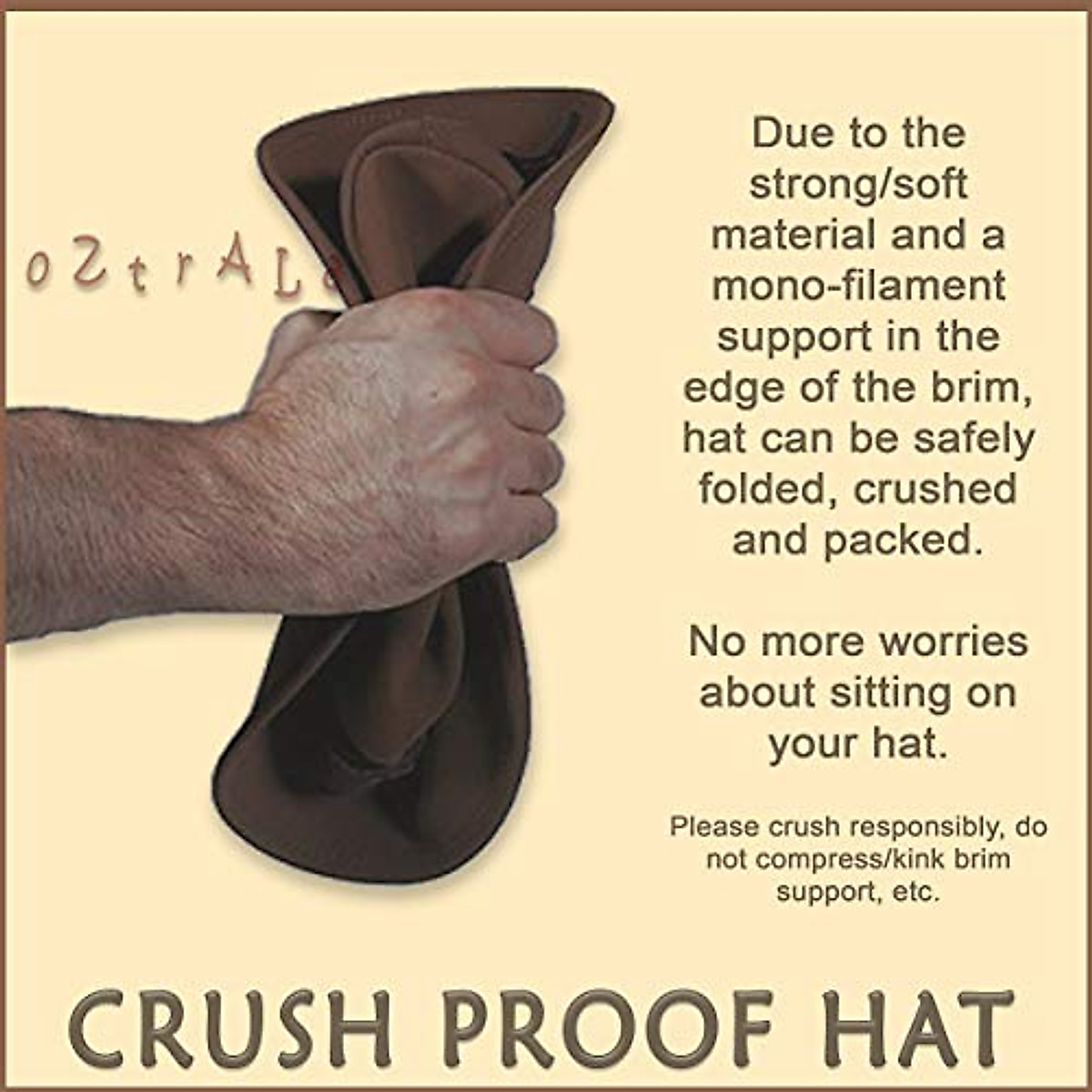 Oztrala HAT P-Leather HSRZ Felt Breezer Mesh Mens Women Cowboy Australian Jacaru Aussie Outback Western Golf Fishing Bush Camping Hiking Rizon US (7 3/8, Grey)