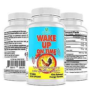 Wake Up On Time Patented Time Release Energy Supplement Taken at Bedtime to Help You Wake Up Refreshed and Full of Energy 40 Count