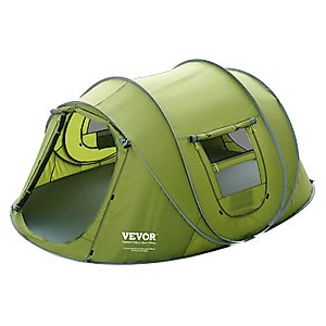VEVOR Camping Tent, 9.2 x 6.6 x 4.3 ft Pop Up Tent for 4 Person, Easy Setup Waterproof Backpacking Tent, with Door and Window, for Outdoor Family Camping, Hiking, Hunting, Mountaineering Travel